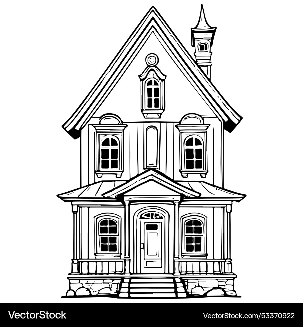 House image isolated hand drawn line transparent Vector Image