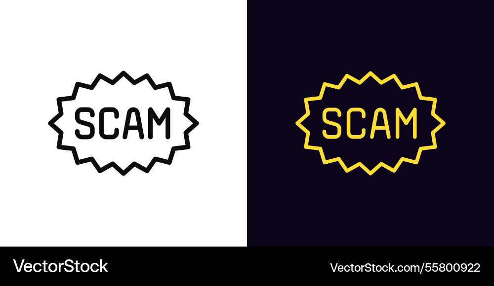 Outline scam alert icon with editable stroke Vector Image