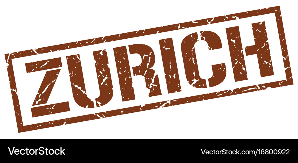 Zurich brown square stamp Royalty Free Vector Image