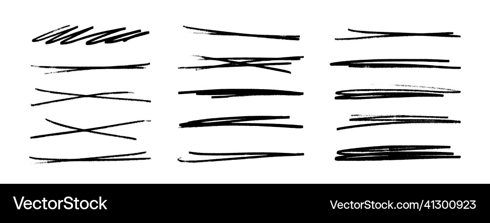A set of strikethrough underlines brush stroke Vector Image