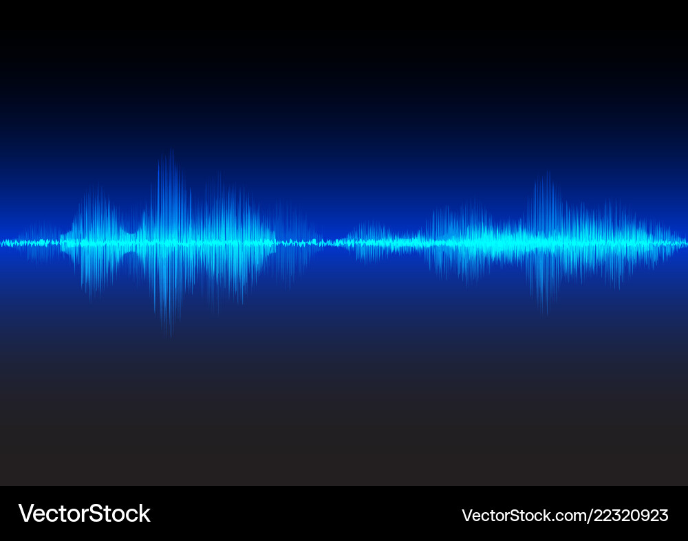 Blue sound waves glow light Royalty Free Vector Image