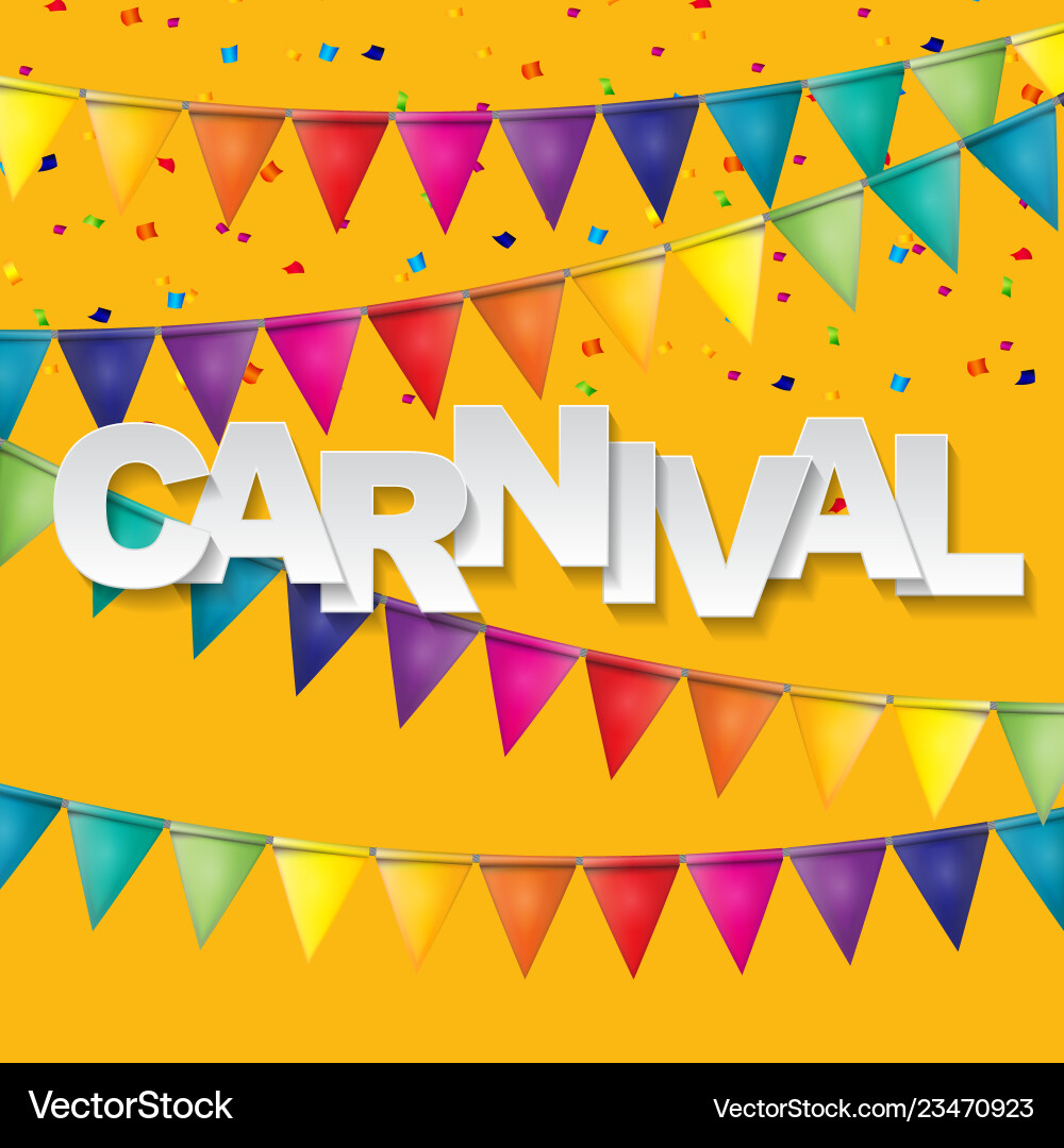 Carnival banner with bunting flags and flying Vector Image