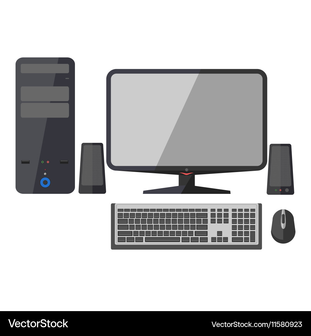 Computer monitor keyboard and mouse Royalty Free Vector