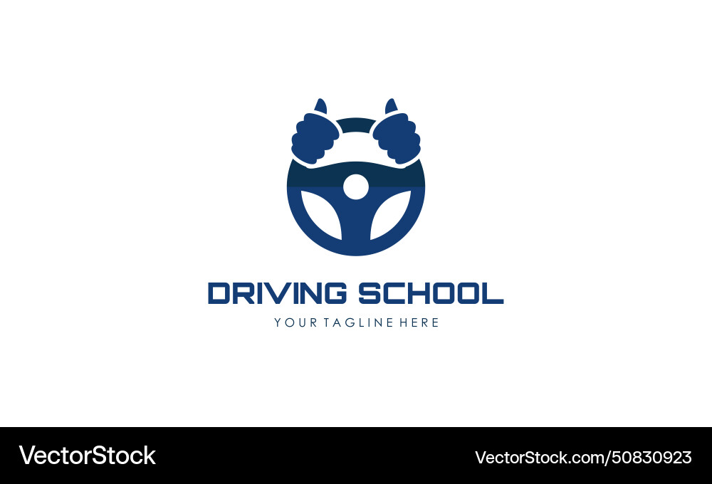 Driving school logo template steering wheel Vector Image