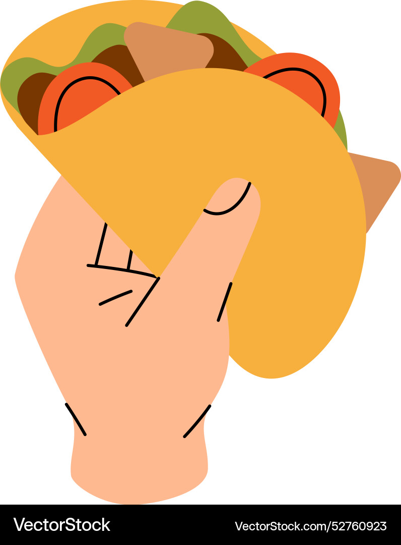 Hand holding mexican taco traditional Royalty Free Vector