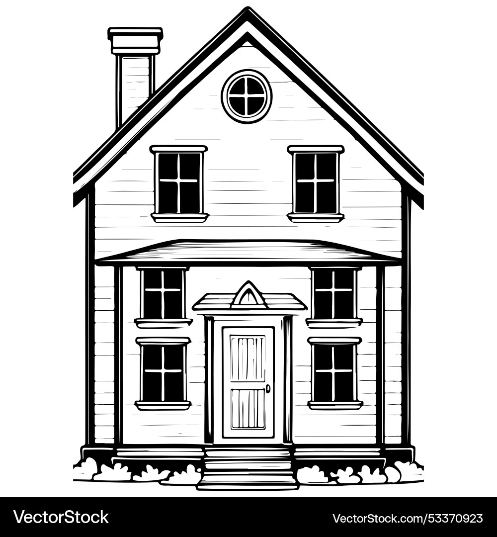House image of hand drawn line transparent Vector Image
