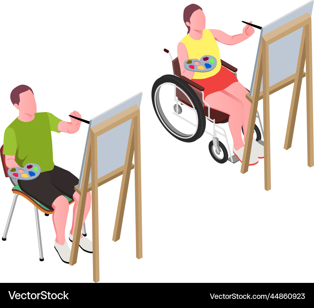 Inclusive art education composition Royalty Free Vector