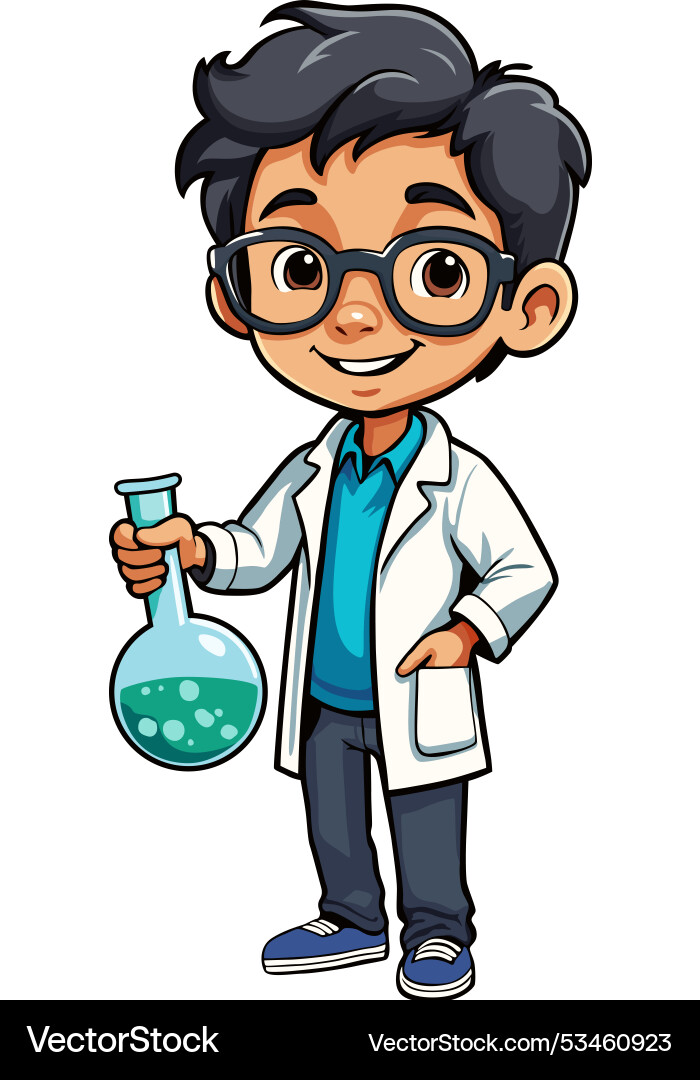 Kid makes science experiment Royalty Free Vector Image