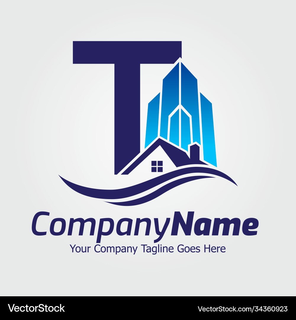 Letter t real estate logo template Royalty Free Vector Image