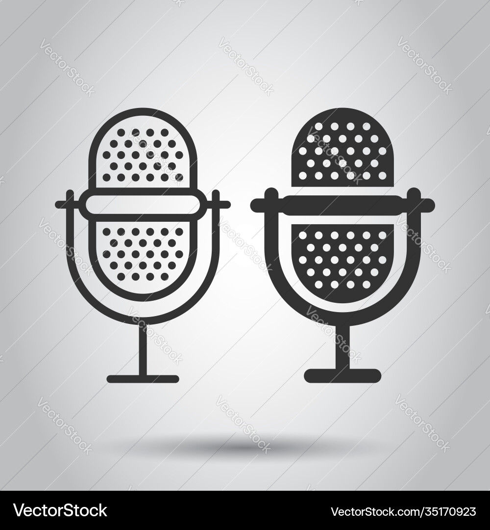 Microphone icon in flat style studio mike Vector Image