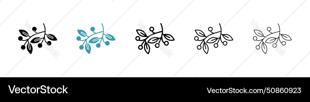 Mistletoe icon set holly berry symbol Royalty Free Vector