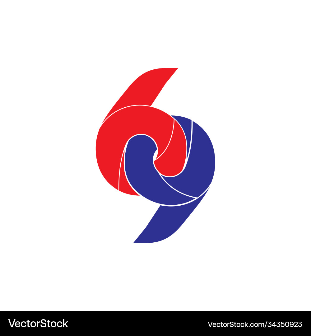 Number 69 linked logo Royalty Free Vector Image