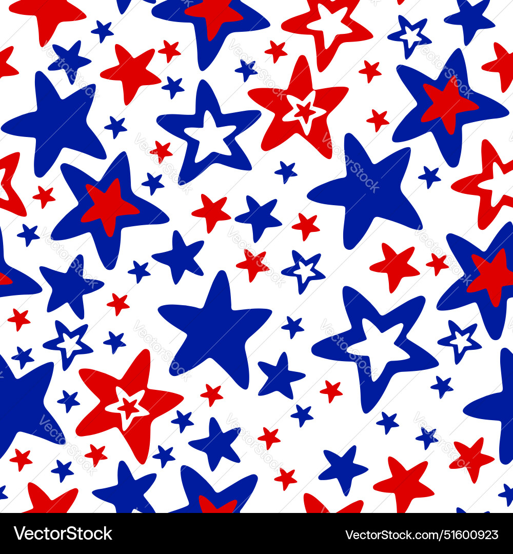Seamless pattern red and blue stars on white Vector Image