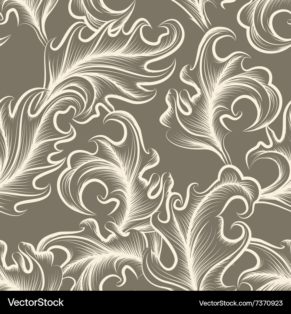 Victorian leaves seamless pattern Royalty Free Vector Image