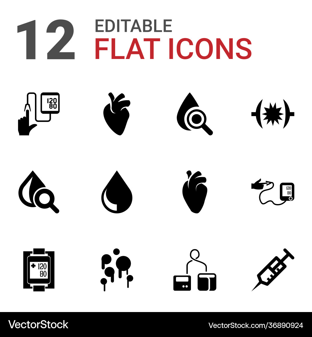 12 blood icons Royalty Free Vector Image - VectorStock