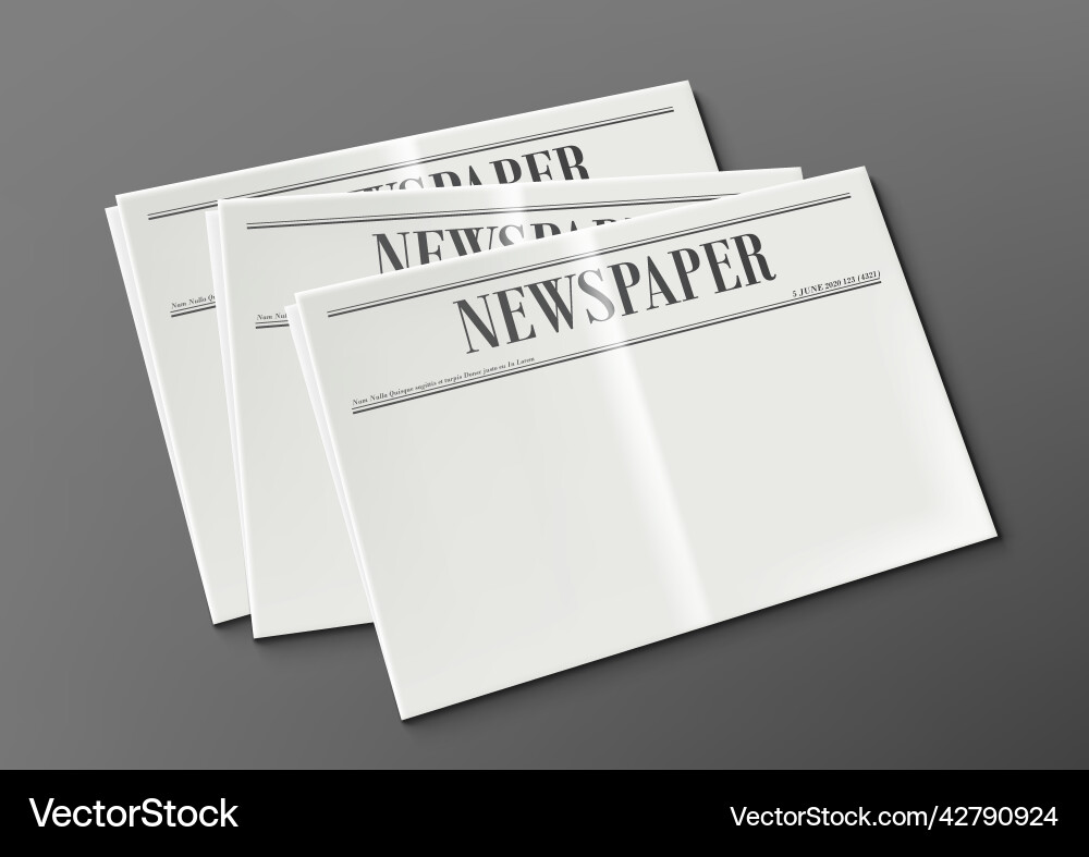 3d perspective blank opened newspaper mock up Vector Image