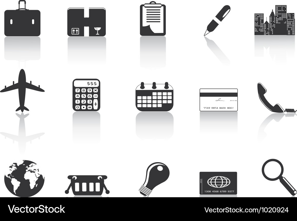 Black business icons Royalty Free Vector Image