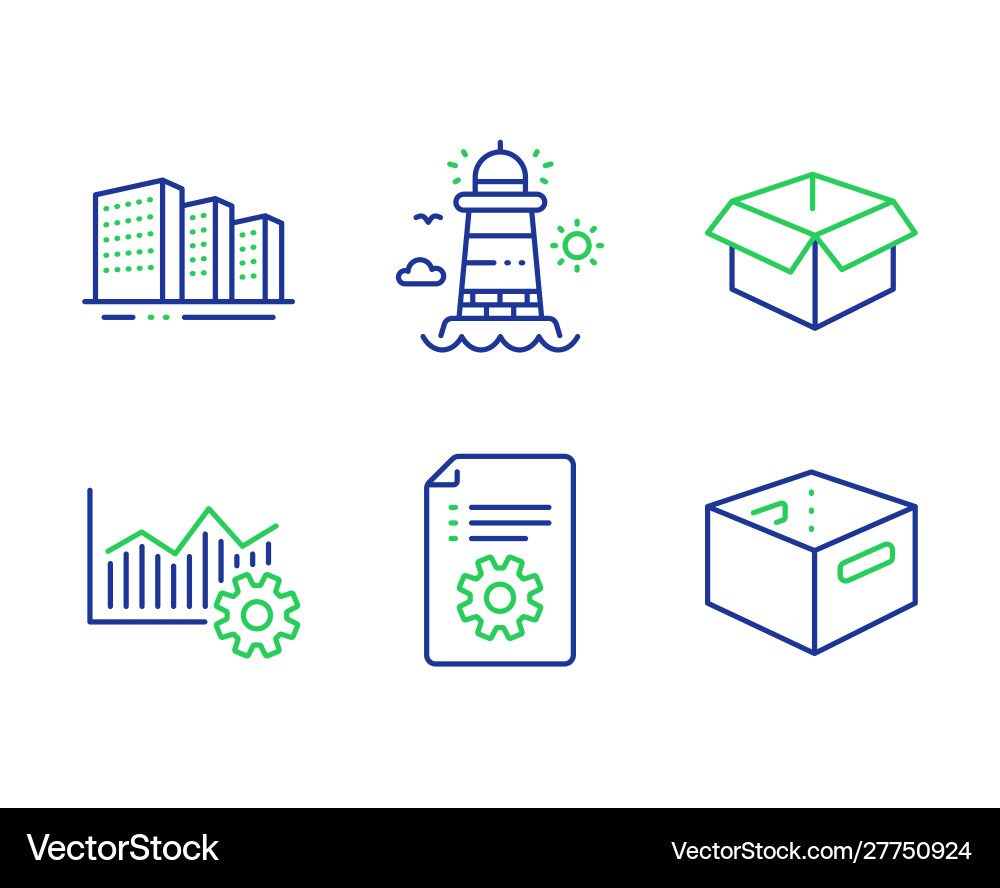 Buildings technical documentation and lighthouse Vector Image
