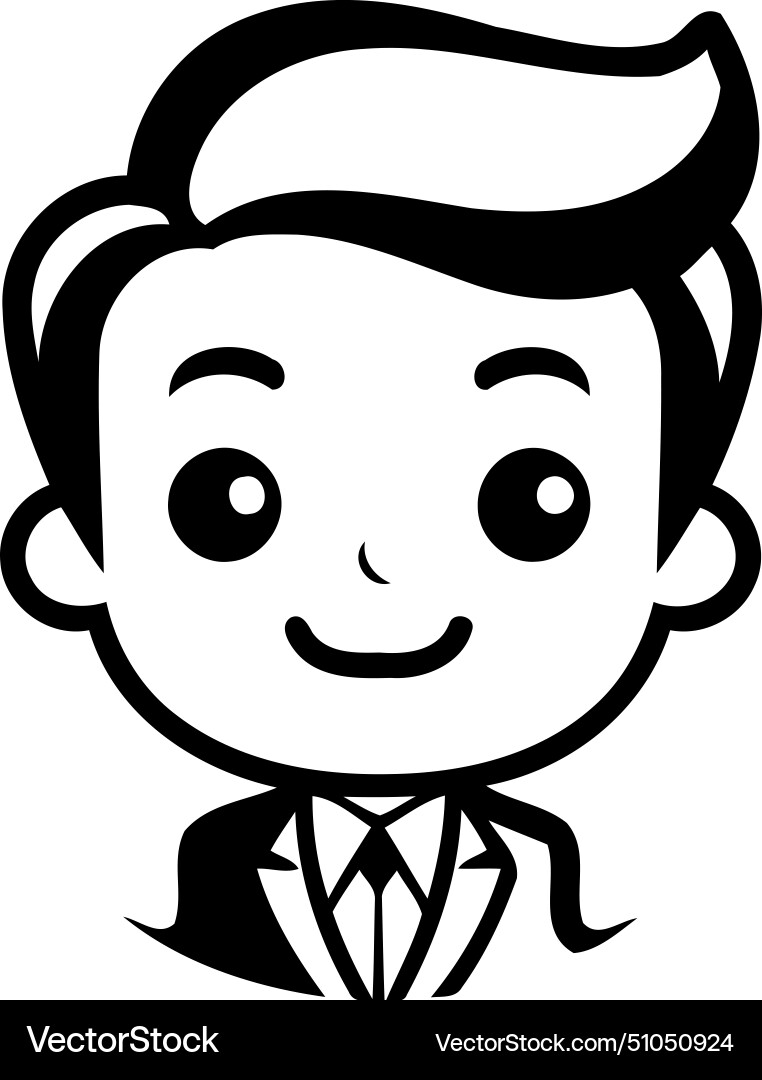 Businessman smiling face cartoon icon Royalty Free Vector