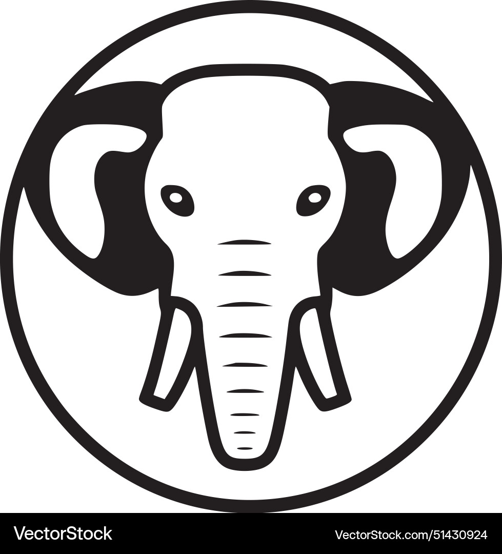 Elephant - black and white isolated icon Vector Image