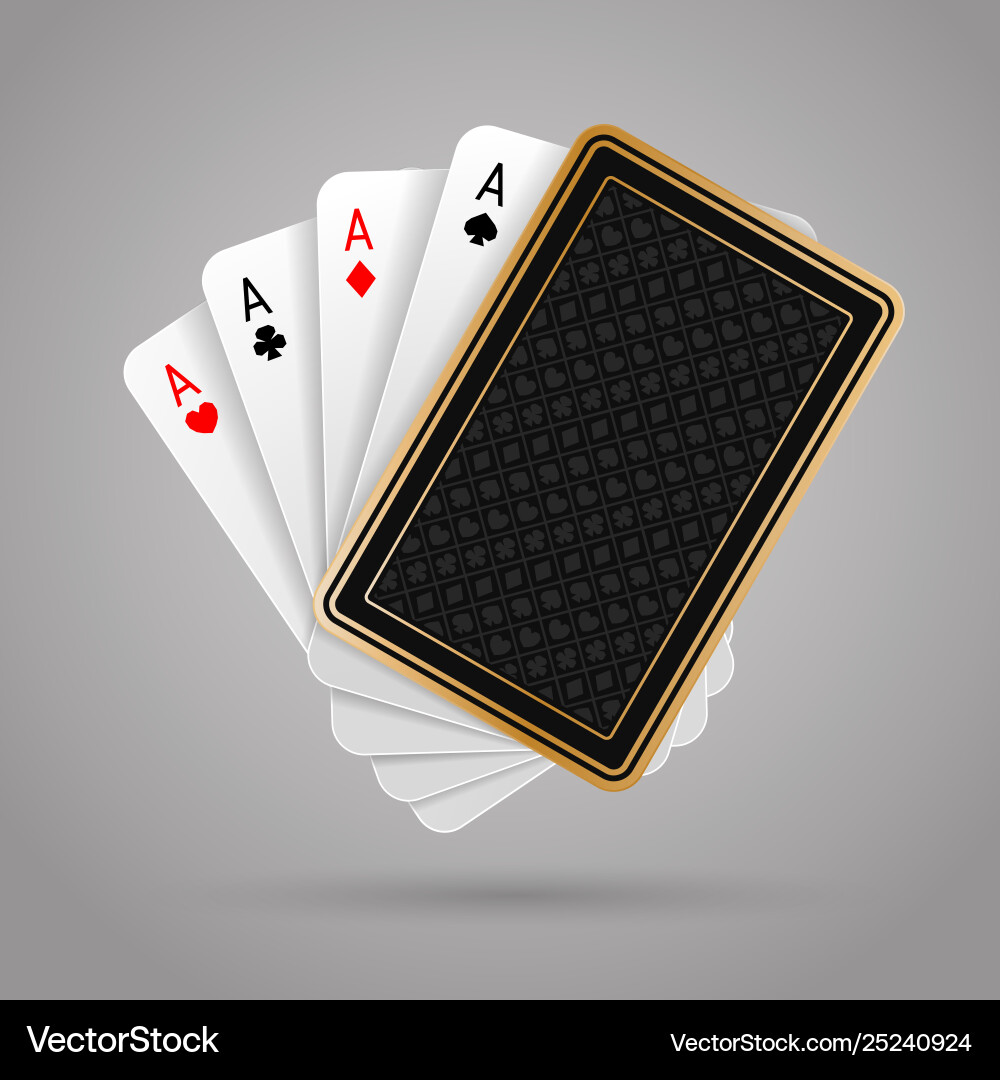 Four aces in five playing card winning poker hand Vector Image
