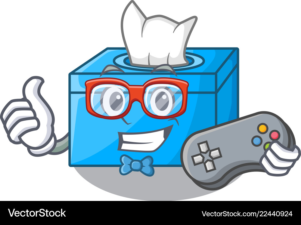 Gamer cartoon tissue box on a sideboard Royalty Free Vector