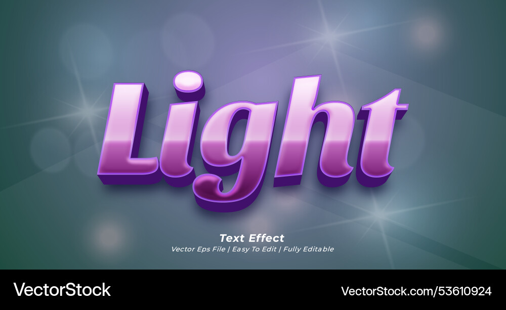 Light text effect editable 3d text style Vector Image