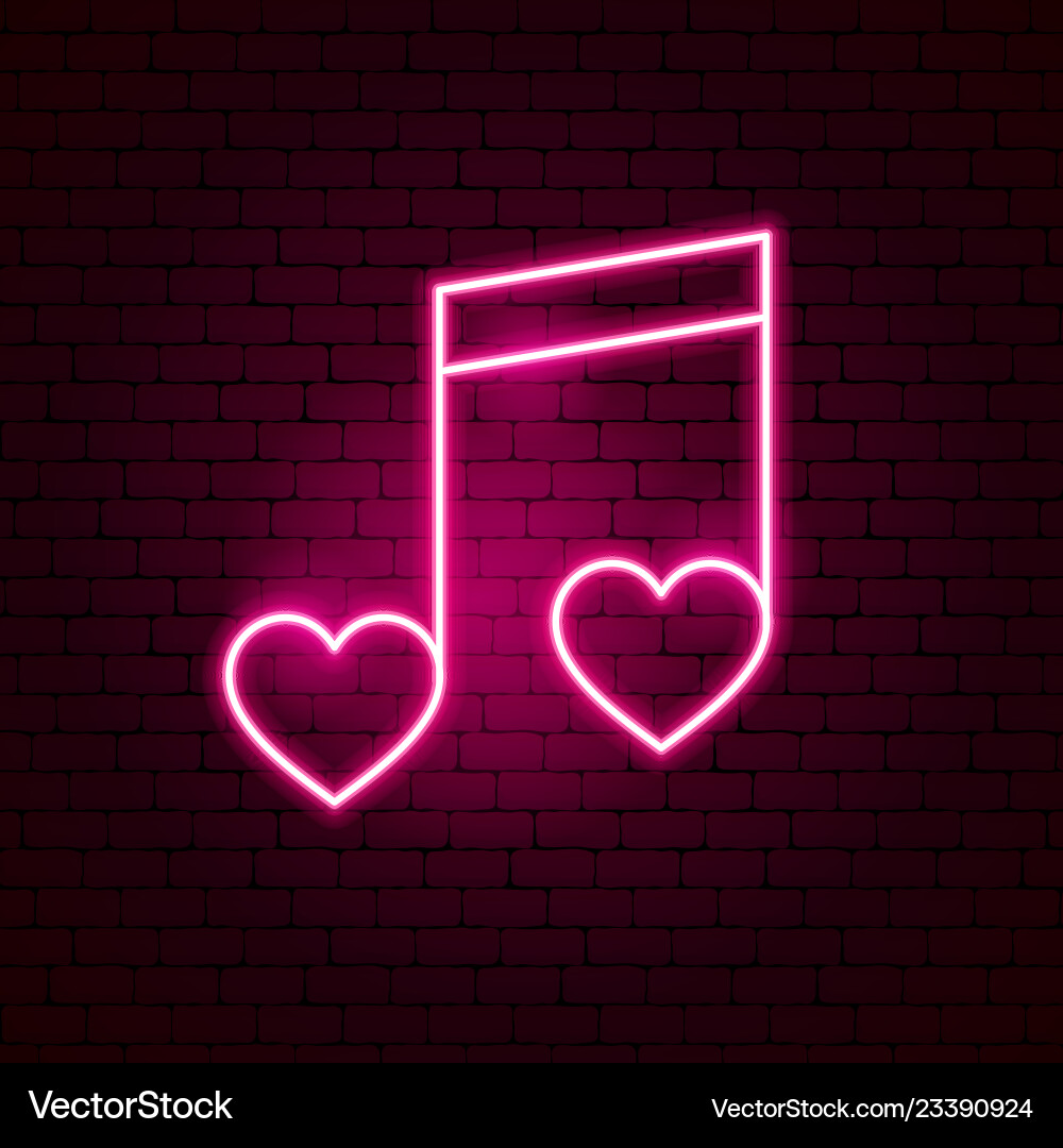 Neon Love Music Sign Royalty Free Vector Image