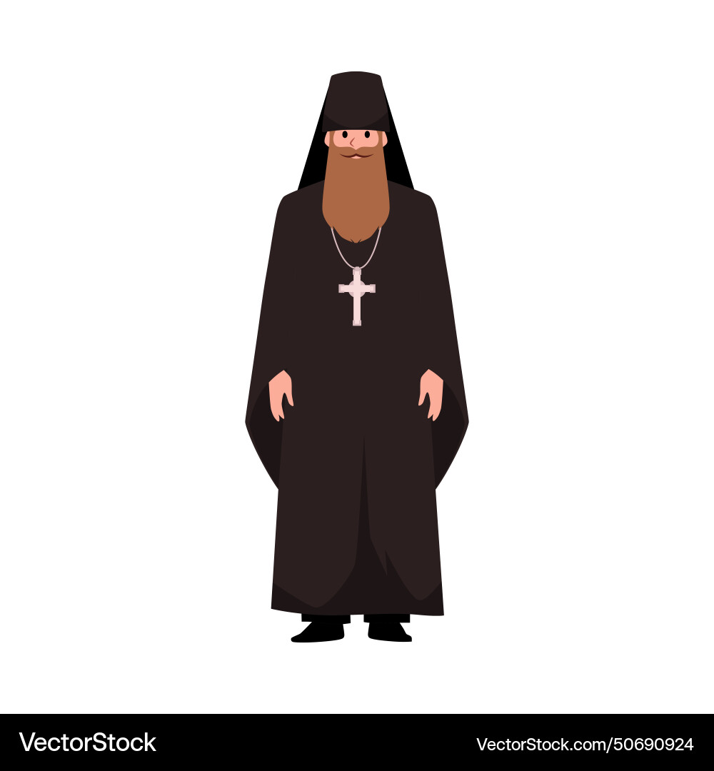 Priest in a black cassock with cross Royalty Free Vector