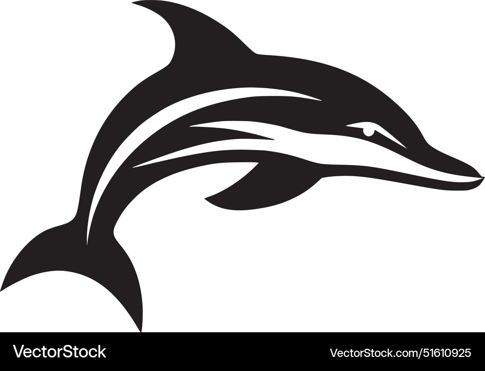 Dolphin - black and white Royalty Free Vector Image