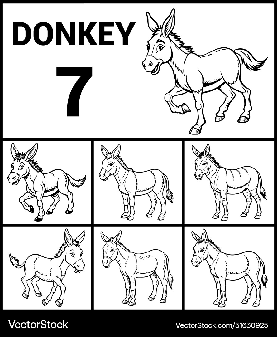 Donkey outline set Royalty Free Vector Image - VectorStock