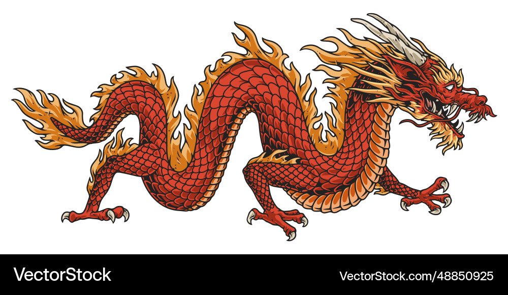 Fierce eastern dragon emblem colorful Royalty Free Vector