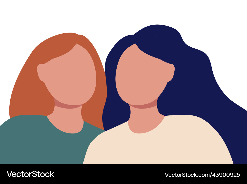 Girls communicate close-up flat style Royalty Free Vector