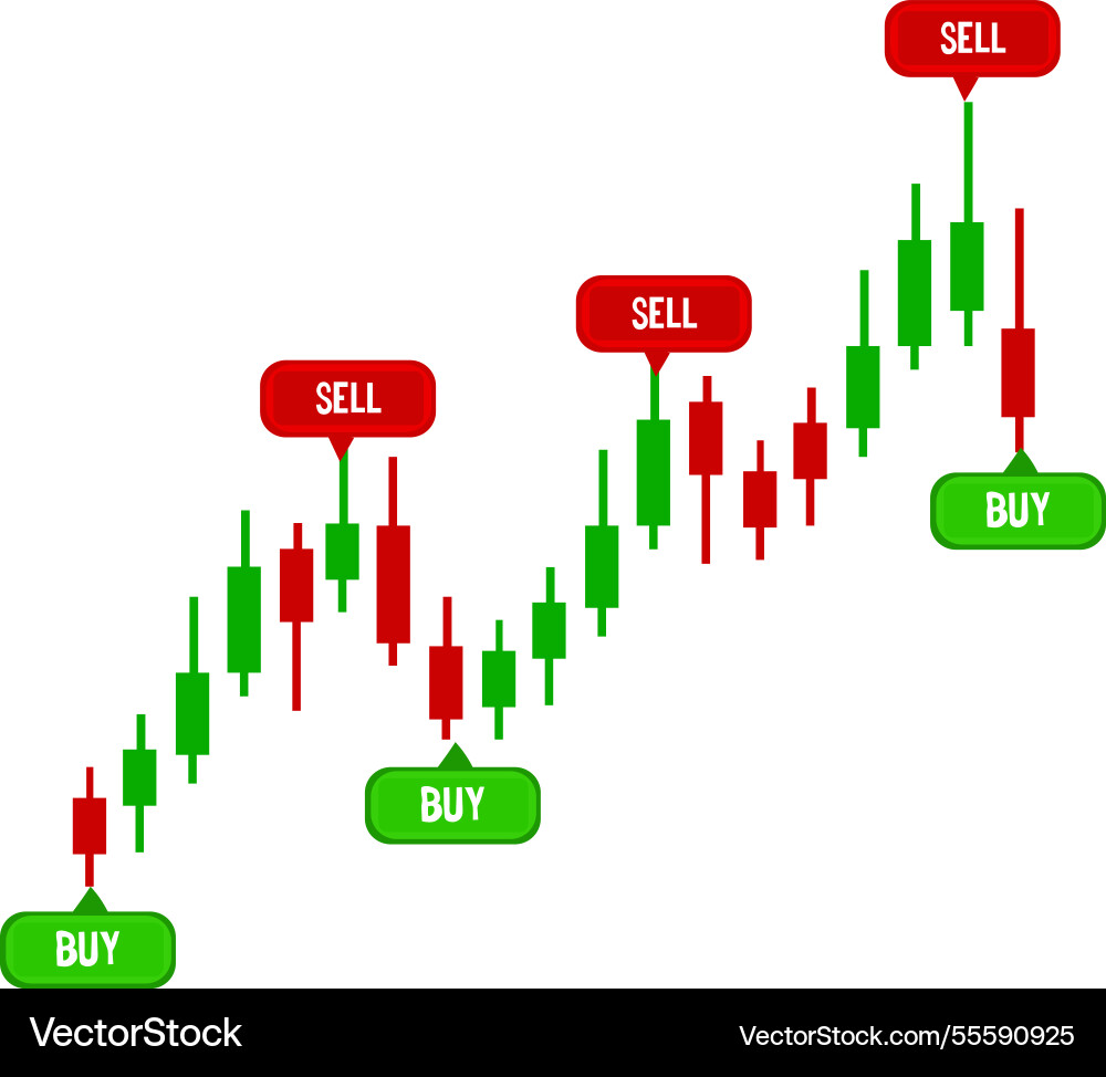 Green red candlestick chart Royalty Free Vector Image