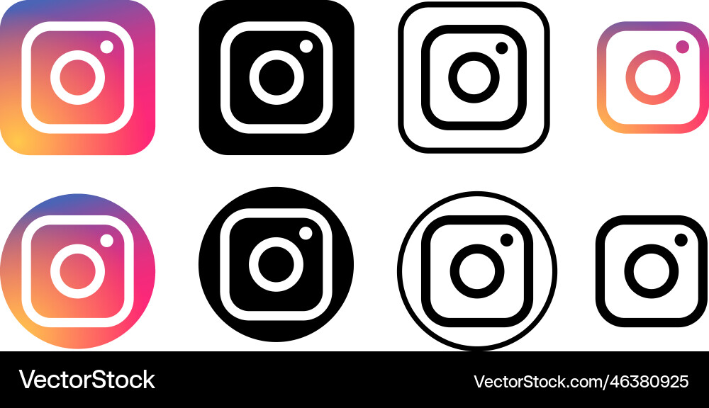 Instagram Logo Icons Group Royalty Free Vector Image