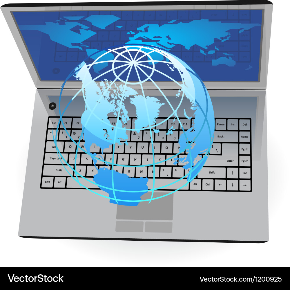 Laptop and globe Royalty Free Vector Image - VectorStock