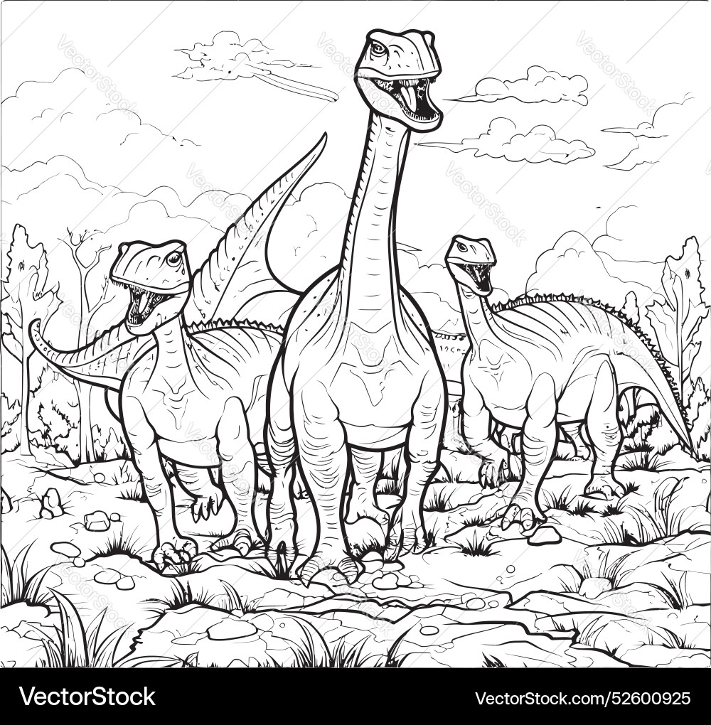 Prehistoric patterns line art coloring pages logo Vector Image