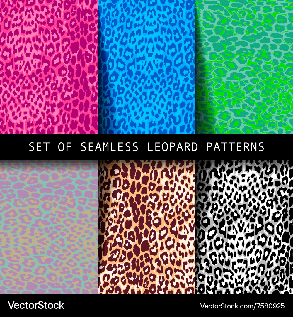 Set of leopard seamless patterns Royalty Free Vector Image