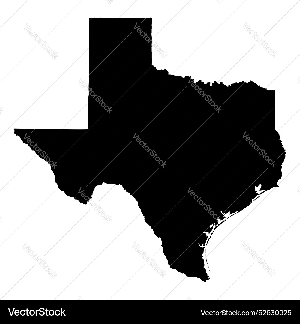 Texas state map silhouette Royalty Free Vector Image