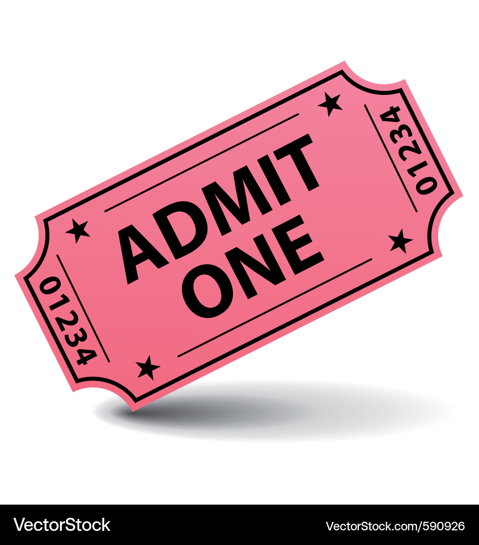 Admit one pink ticket Royalty Free Vector Image
