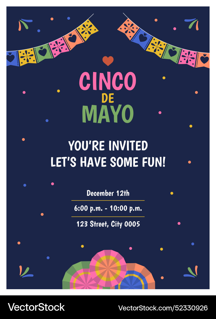 Colorful cinco de mayo invitation Royalty Free Vector Image