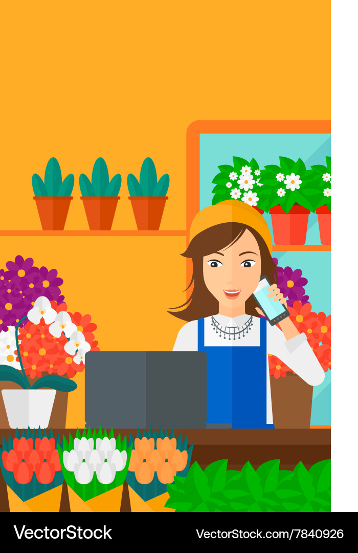 Florist taking order Royalty Free Vector Image