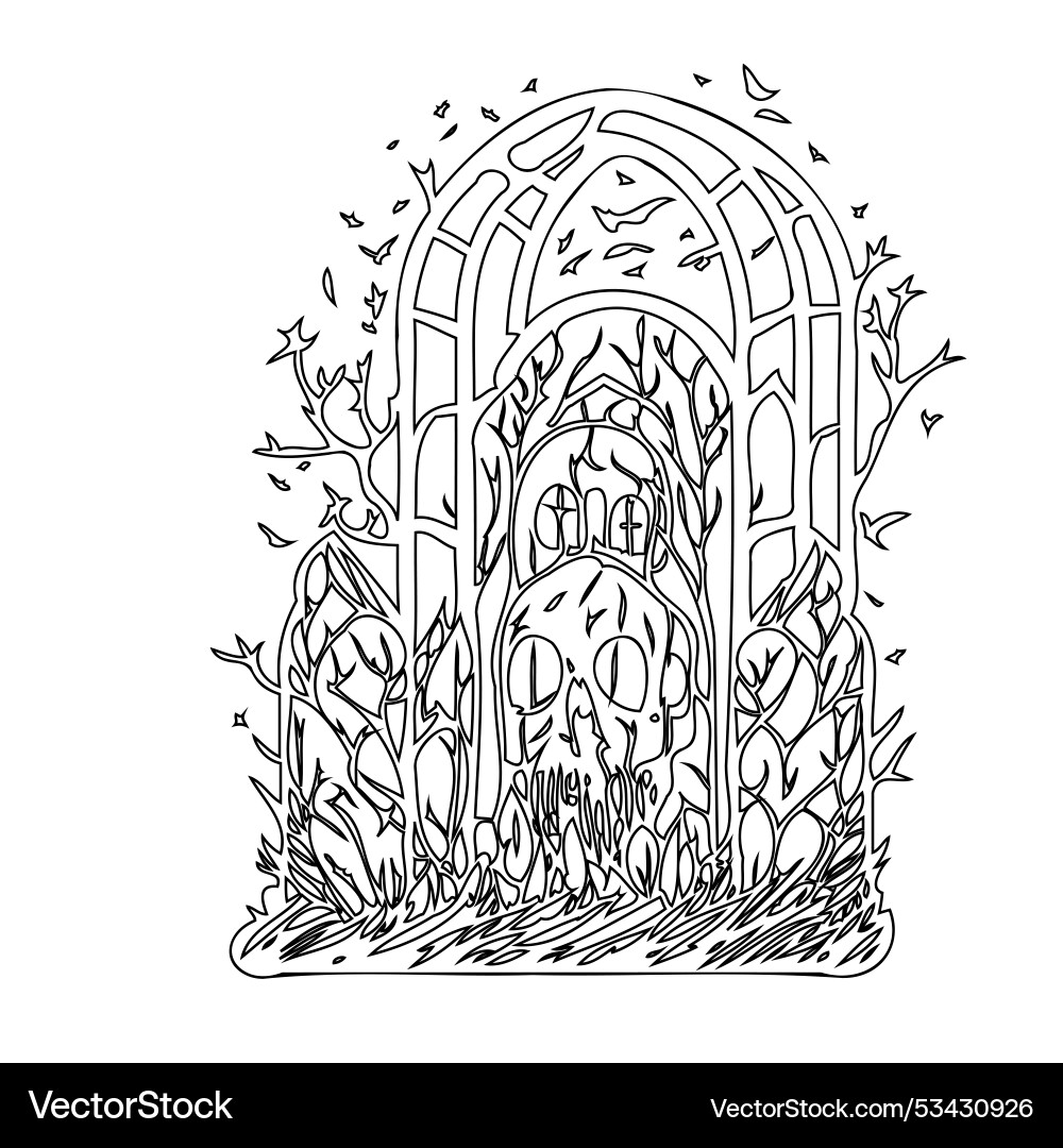 Graveyard zombie outline sketch Royalty Free Vector Image