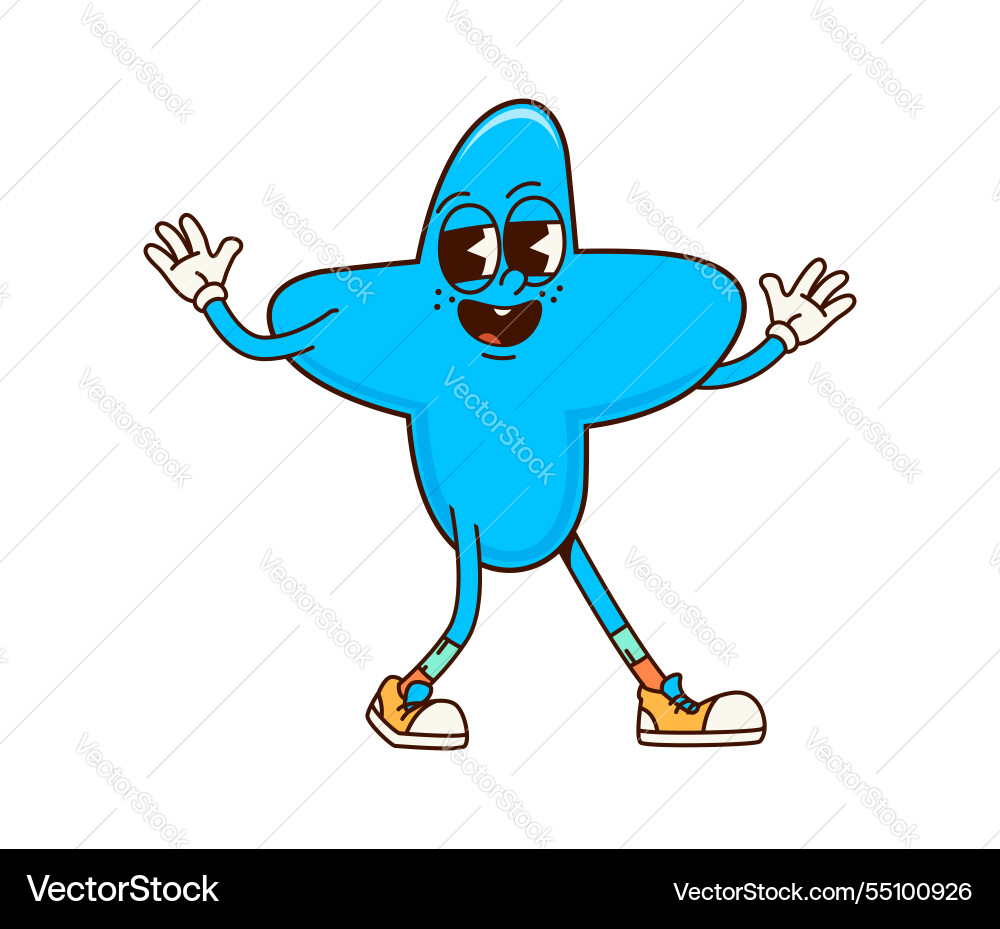 Groovy math plus symbol cartoon funny character Vector Image