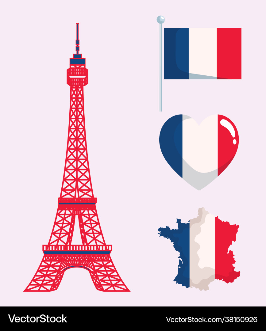 Happy bastille day symbol set Lizenzfreies Vektorbild