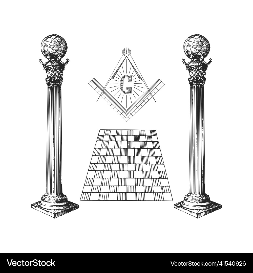 Letter g with square and compasses Royalty Free Vector Image