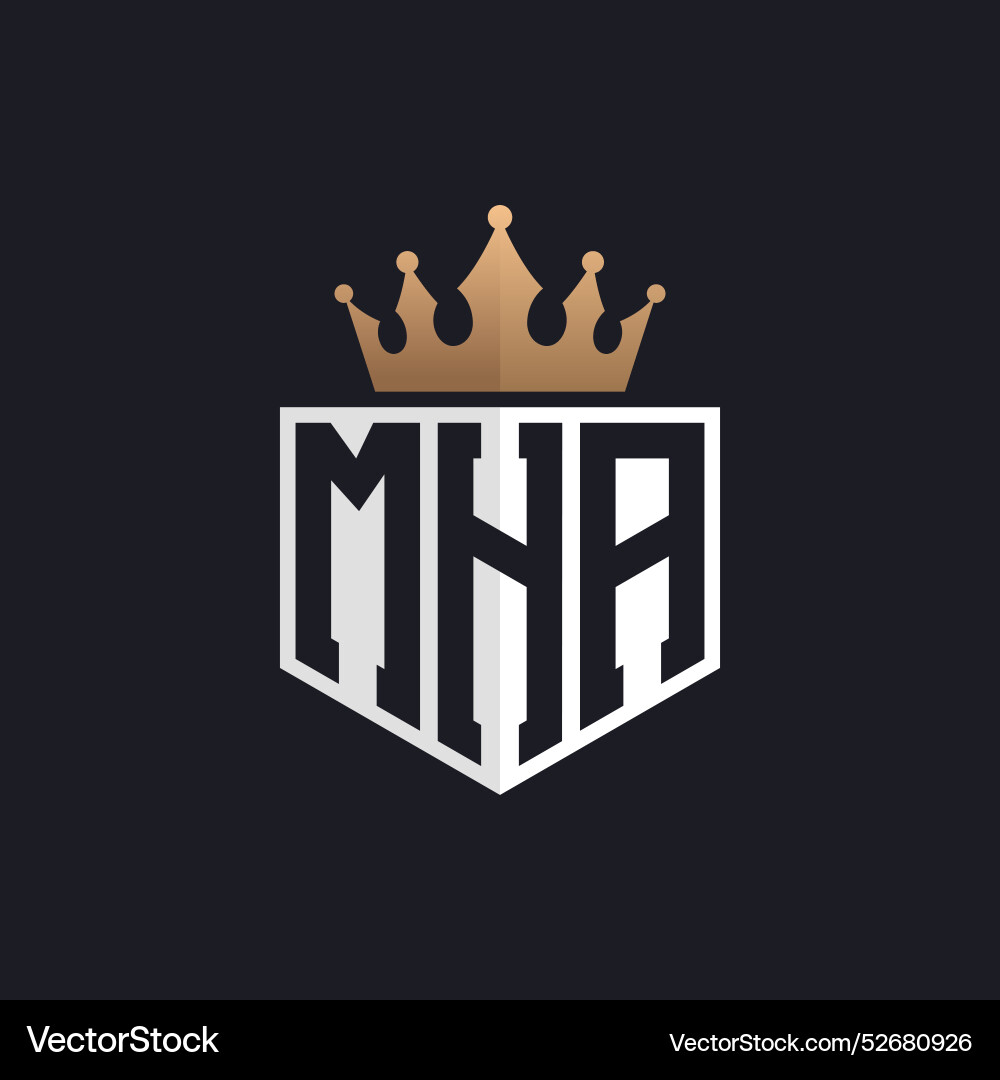 Luxury mha logo with crown elegant initials Vector Image