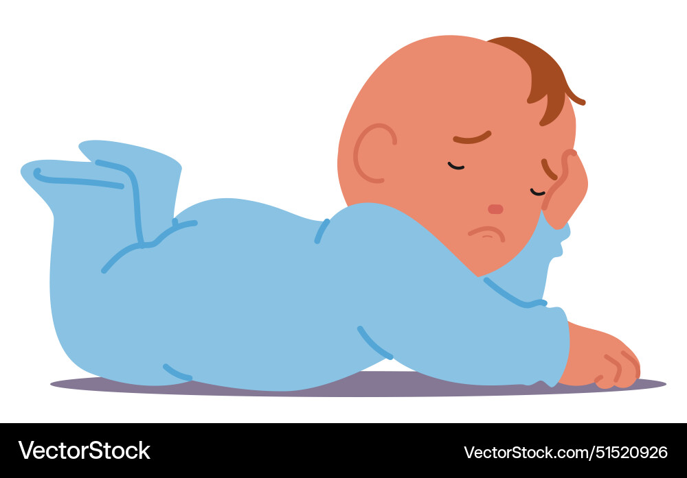 Peacefully sleeping baby boy character in a cozy Vector Image