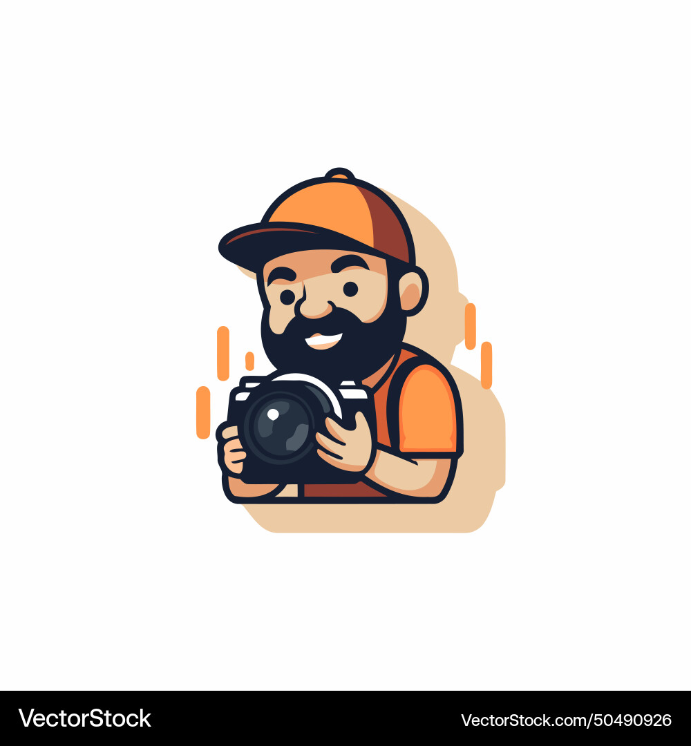 Photographer character with camera in flat Vector Image