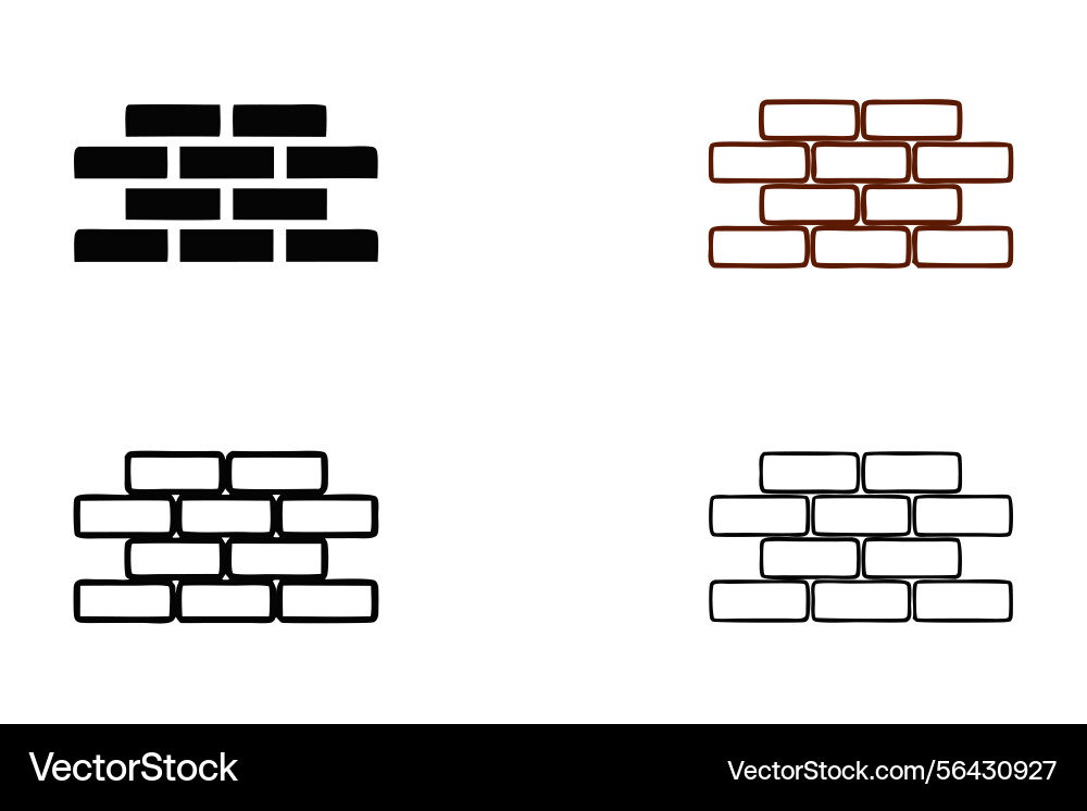 Different brick piles for construction purposes Vector Image